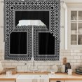 Black Swag Curtains Valance and Tier Set, Boho Diamond Pattern Border ...