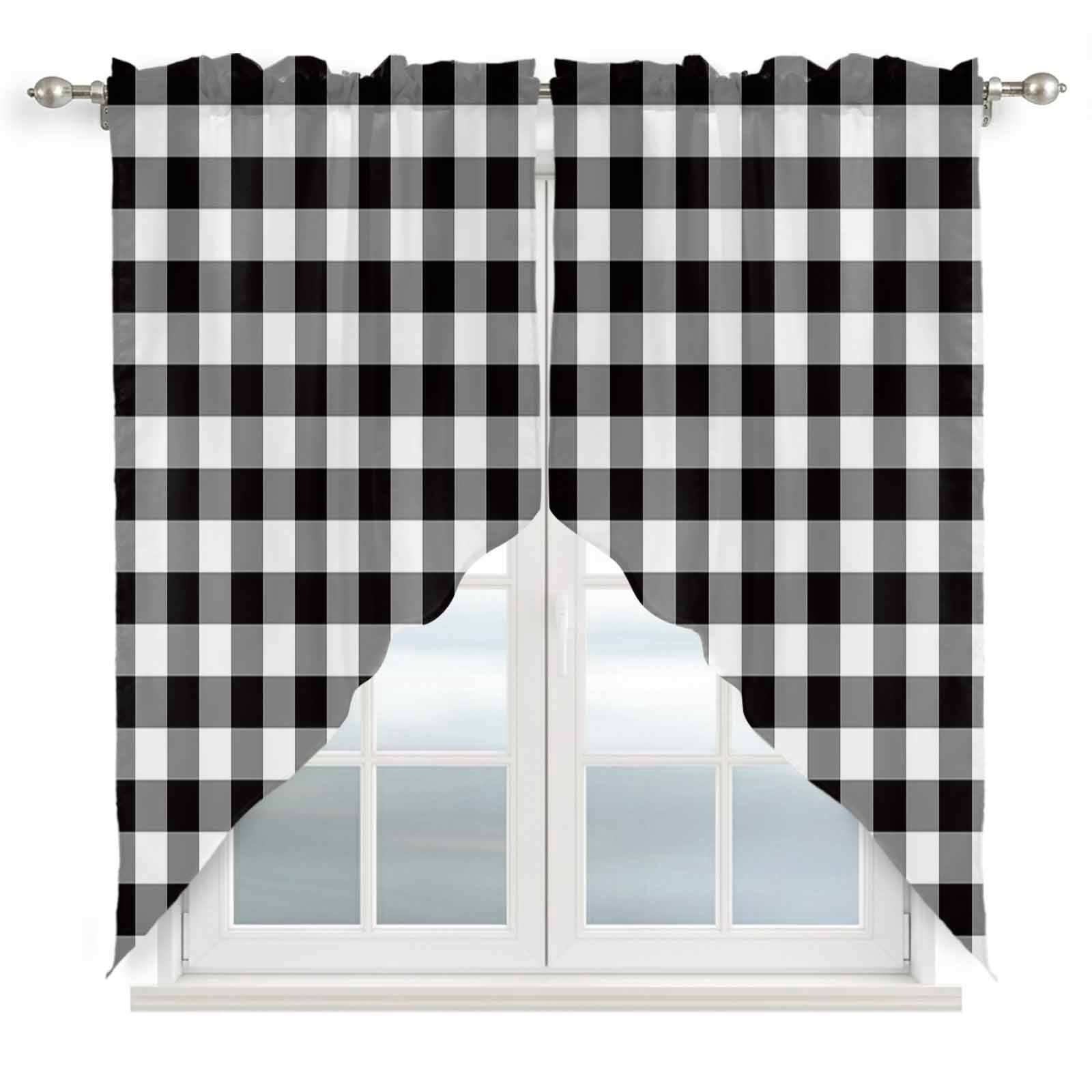 Black and Swag Valances for Windows 36 inches Long, White Checkerboard ...