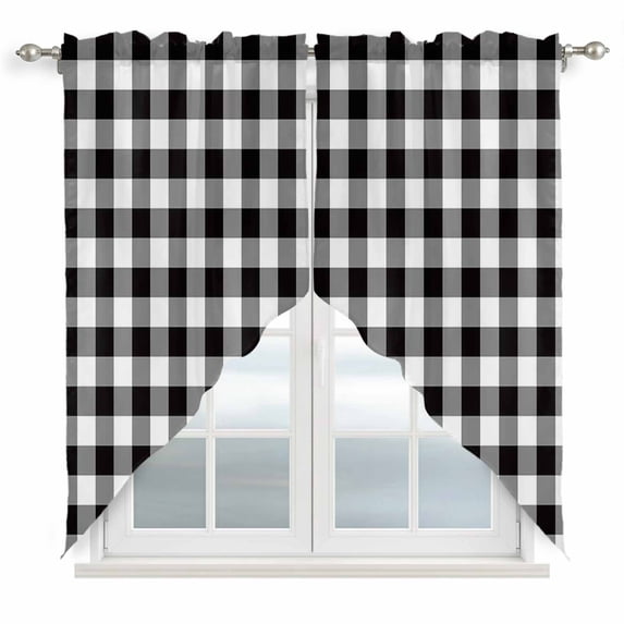 Black and Swag Valances for Windows 36 inches Long, White Checkerboard ...