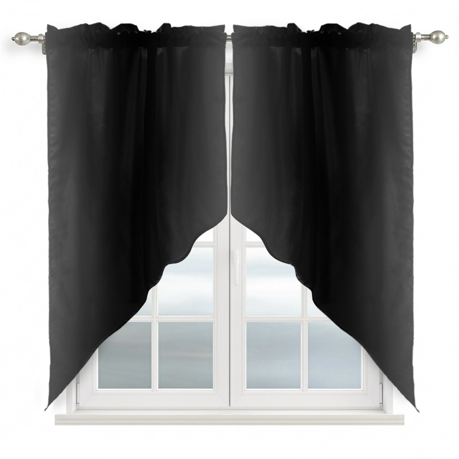 Black and Swag Valances for Windows 63 inches Long, Grey Gradient Swag ...