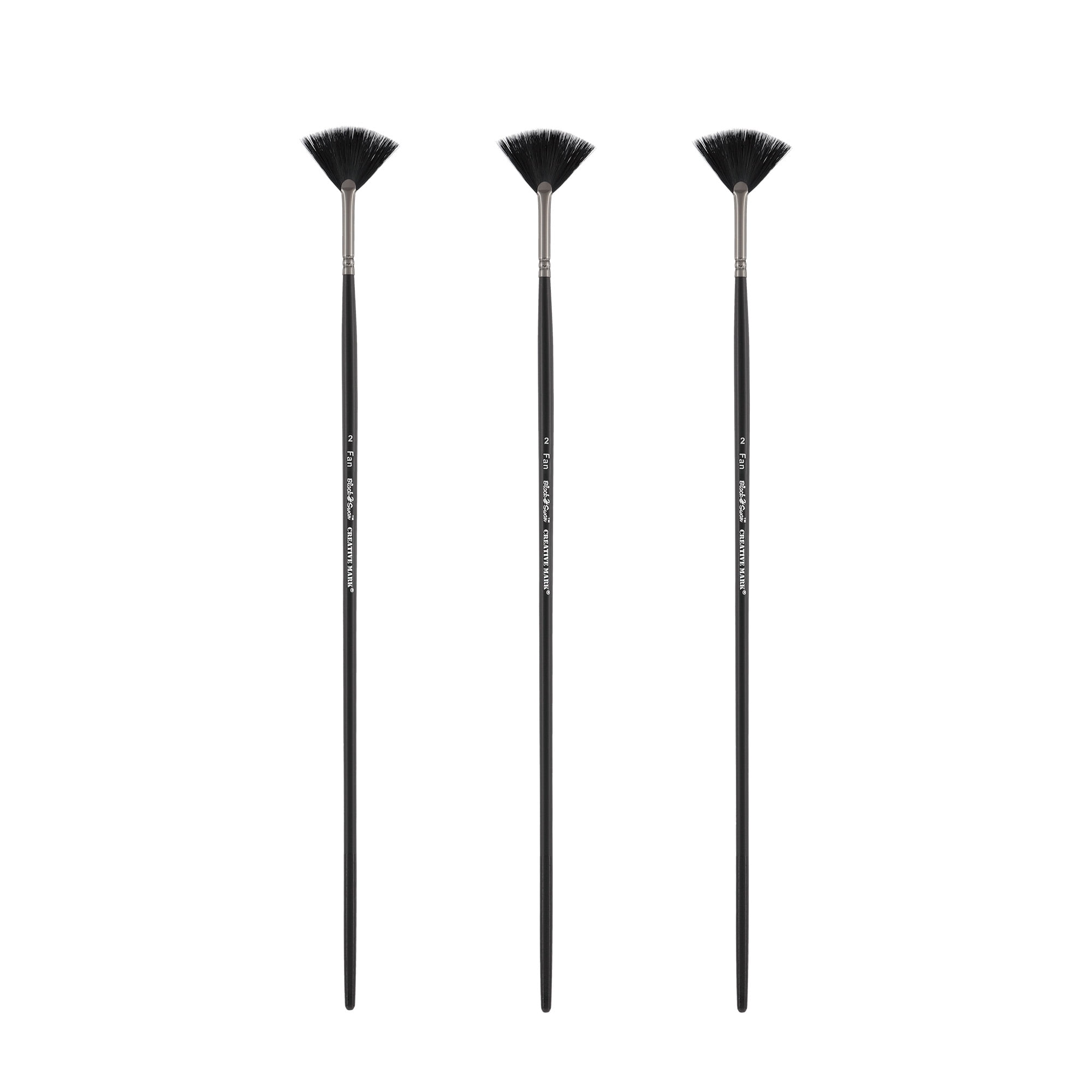 Black Swan Synthetic Red Sable Fan Paint Brushes - Fan Size # 2 - Set ...