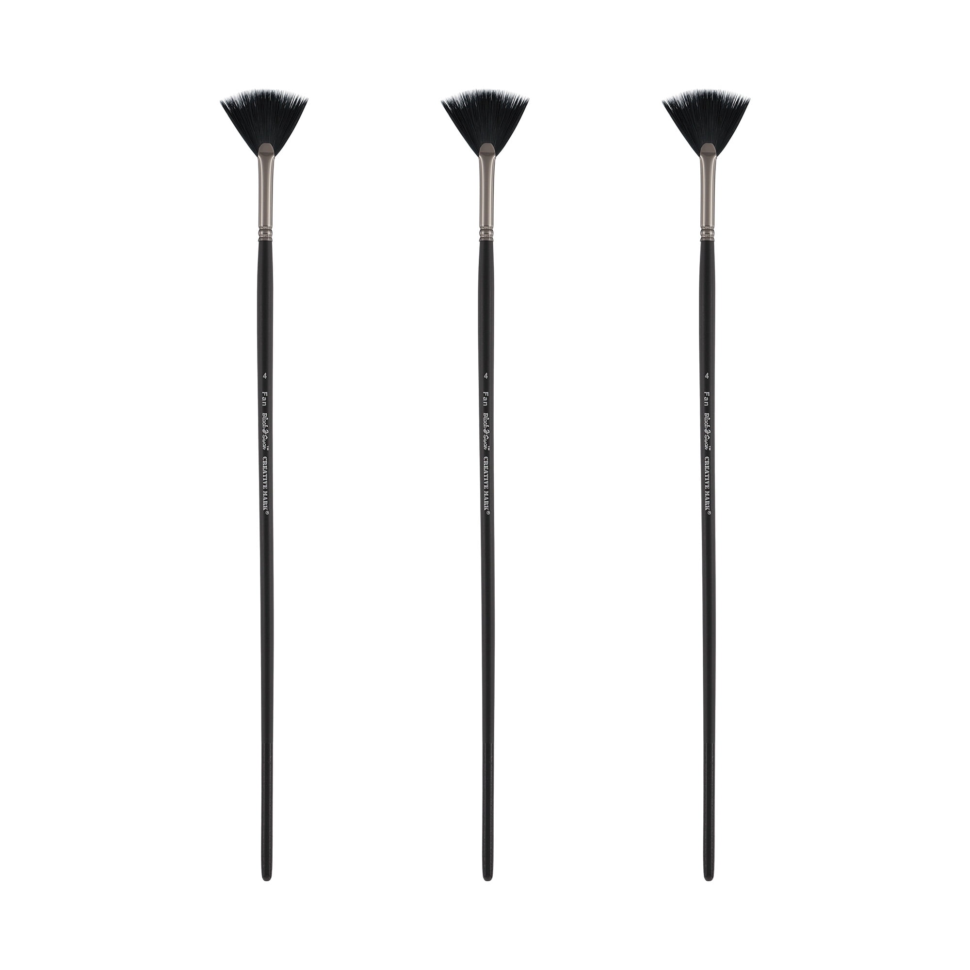 Black Swan Synthetic Red Sable Fan Paint Brushes - Fan Size # 4 - Set ...