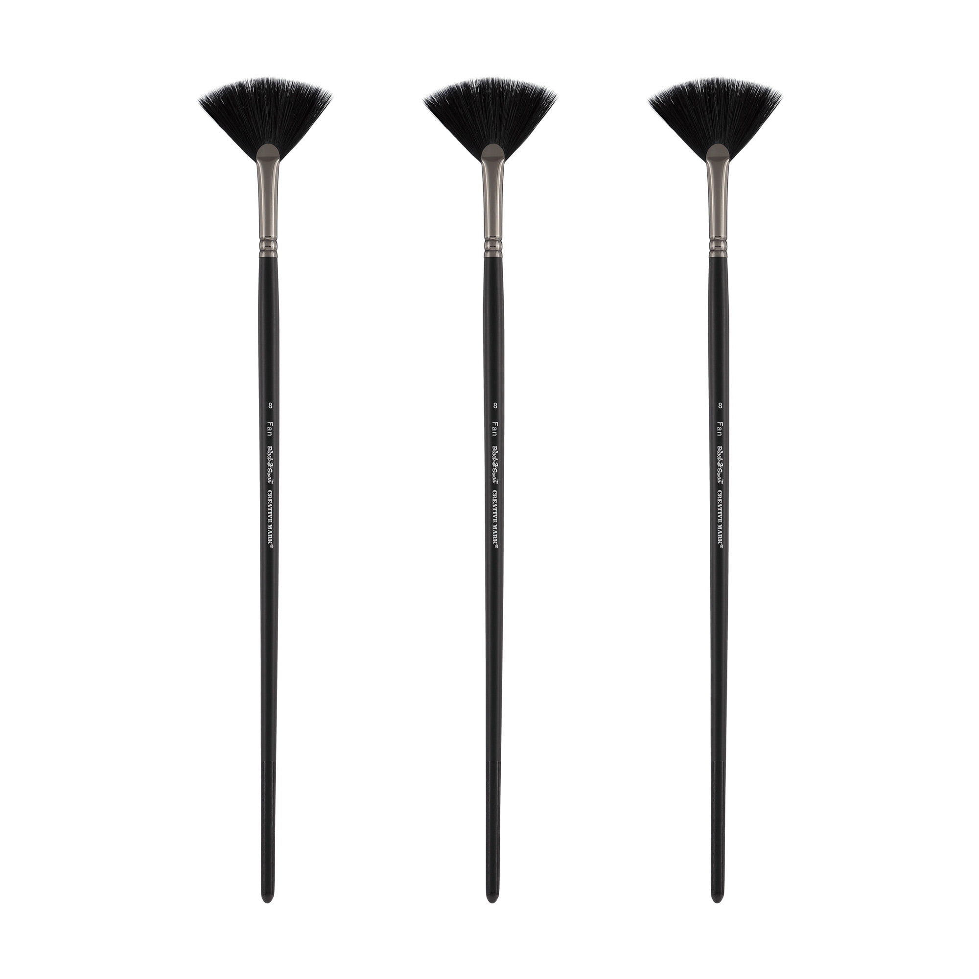 Black Swan Synthetic Red Sable Fan Paint Brushes - Fan Size # 8 - Set ...