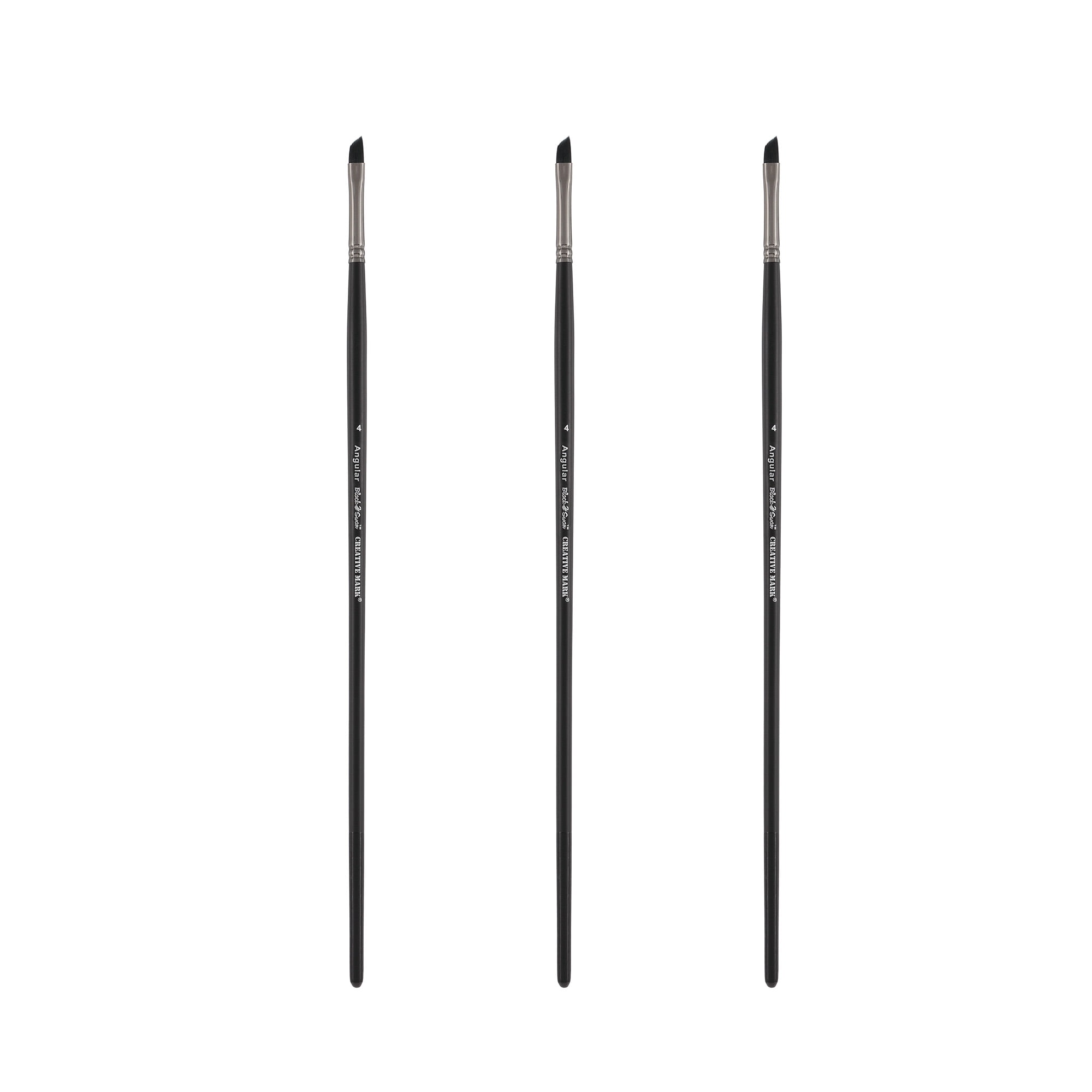 Black Swan Synthetic Red Sable Paint Brushes -Angular Size # 4 - Set of 3 - Professional Quality ...