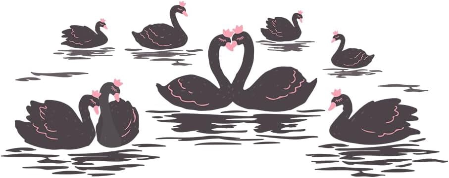 Black Swan Wall Stickers Swan on The Lake Wall Decals Lake Reflections ...