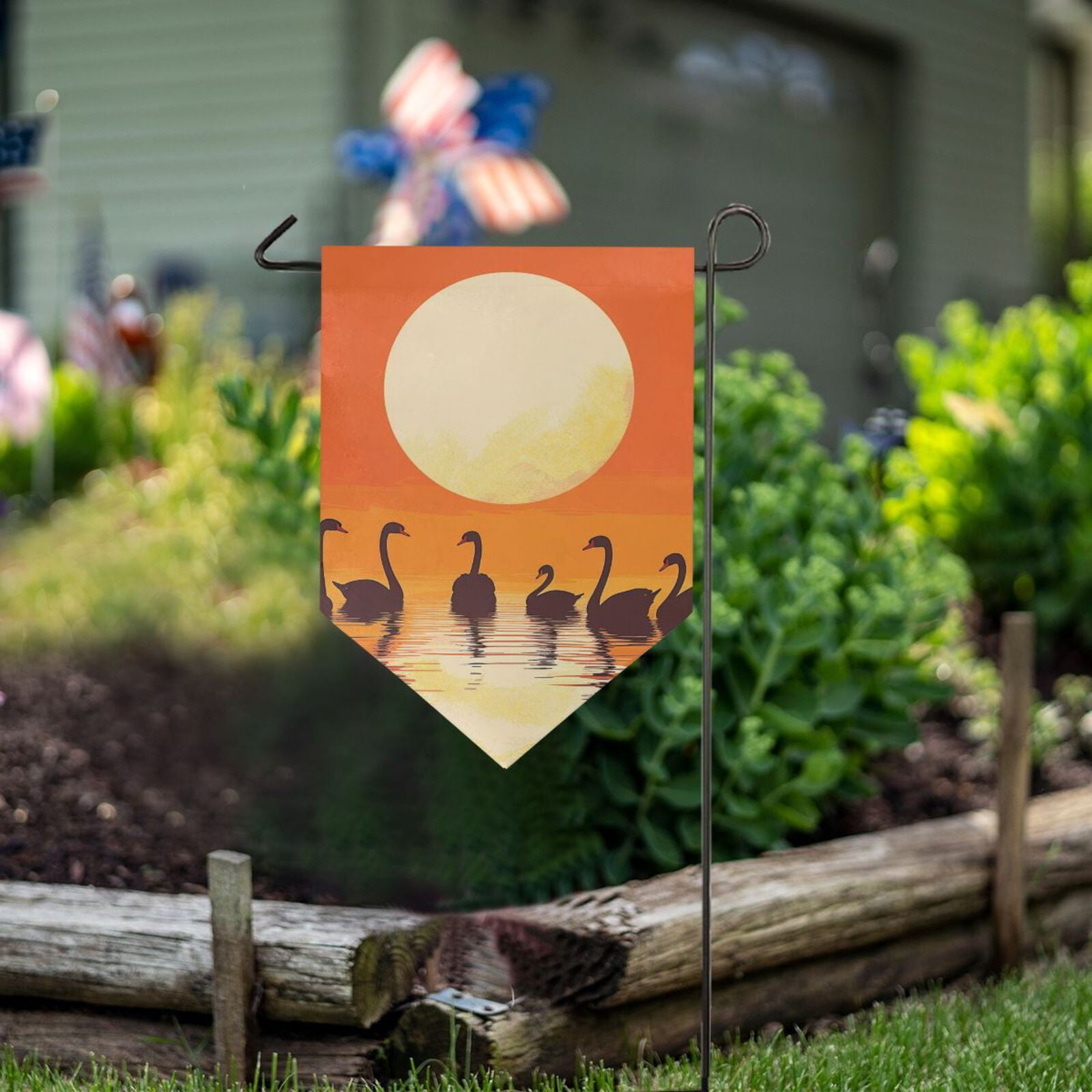 Black Swans Garden Flag 18" x 12.5" Double Sided Yard Lawn Outdoor ...