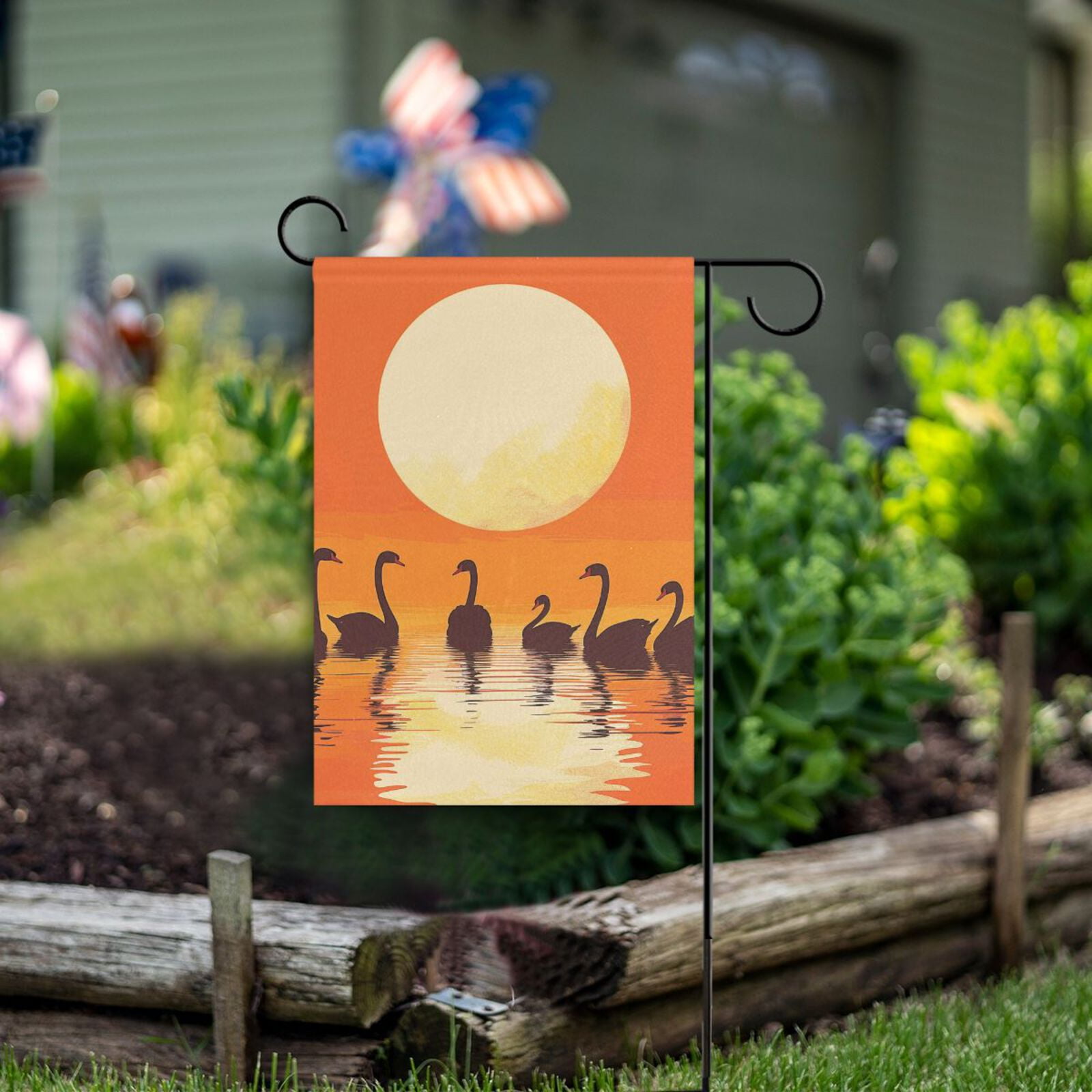 Black Swans Garden Flag Double Sided Outdoor Banners for Courtyard ...