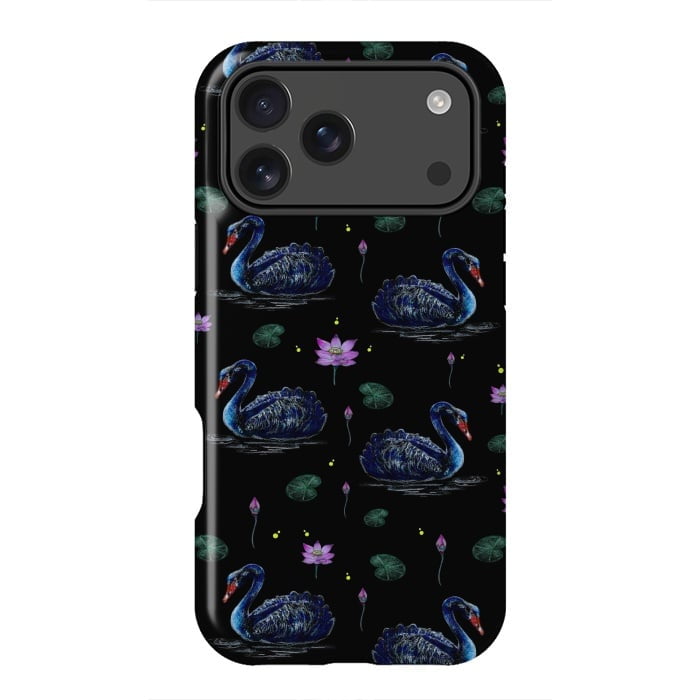 Black Swans in Lily Pond Elegant Water Scene Case with iPhone 17 to 11 ...