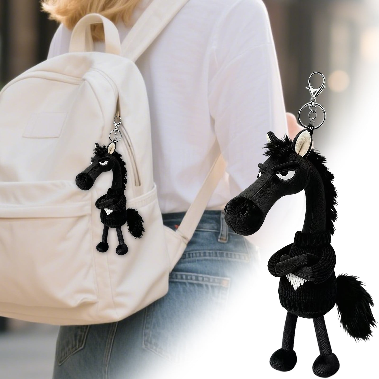 Black Sweater Chosen Horse Pendant, 1PC Plush Keychains, Fashion Horse ...
