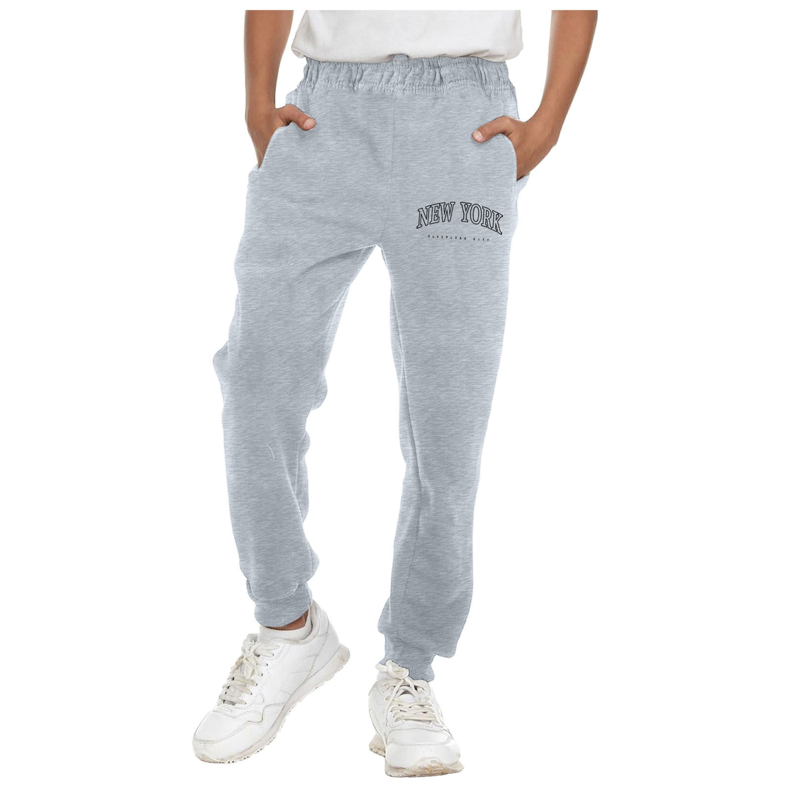 Black Sweatpants Girls Cotton Boys Sweatpants Size 10-12 Elastic Waist ...