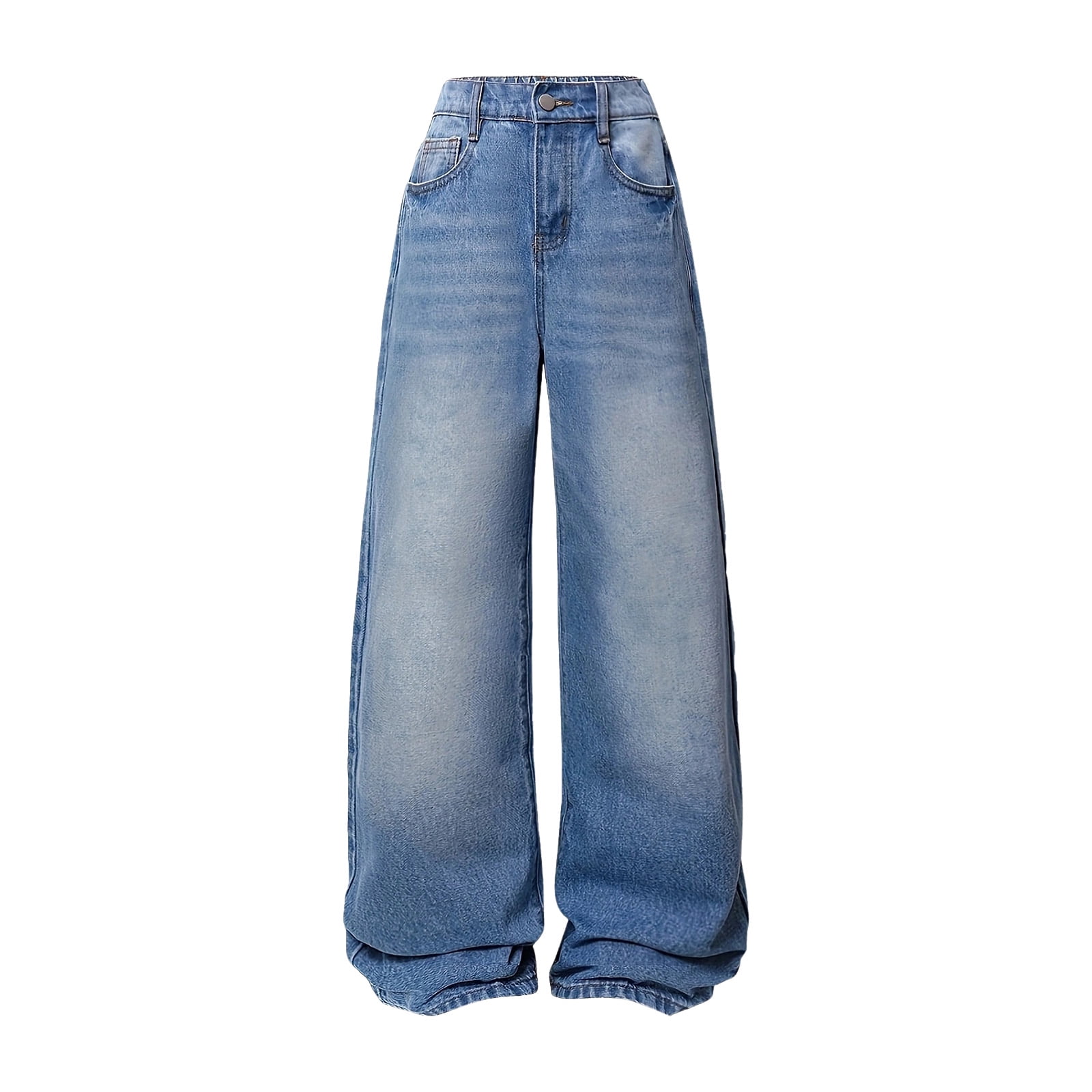 Black Sweatpants Girls Wide Leg Ripped Denim Jeans for Kids Straight ...