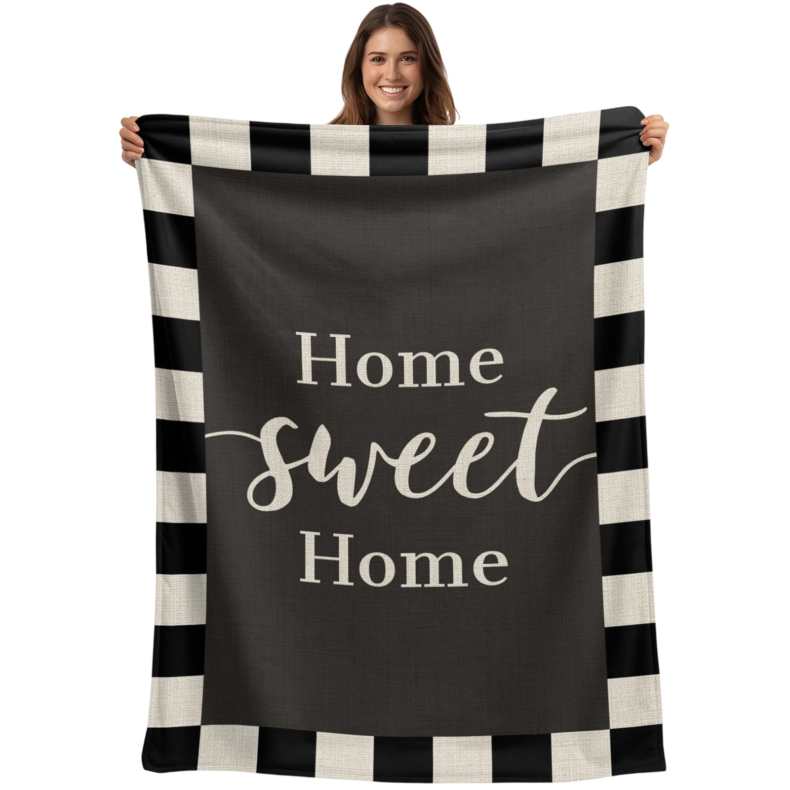 Black Sweet Home Blanket Soft Cozy Warm Throw Blanket for Couch, Plush ...