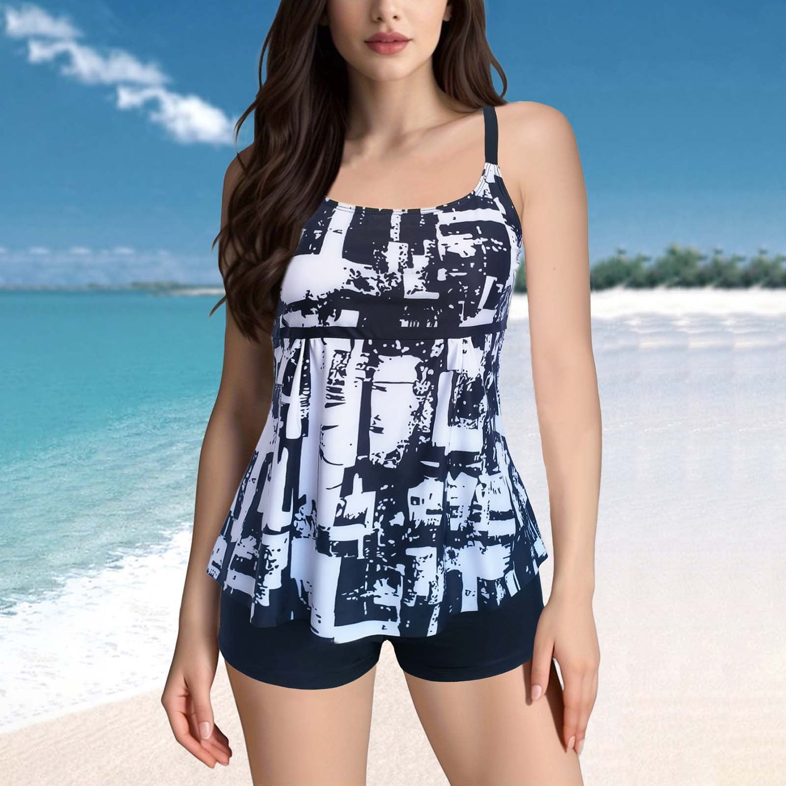 Black Swim Suits for Women 2025 Women Plus Size Tankini Swimsuits Two ...