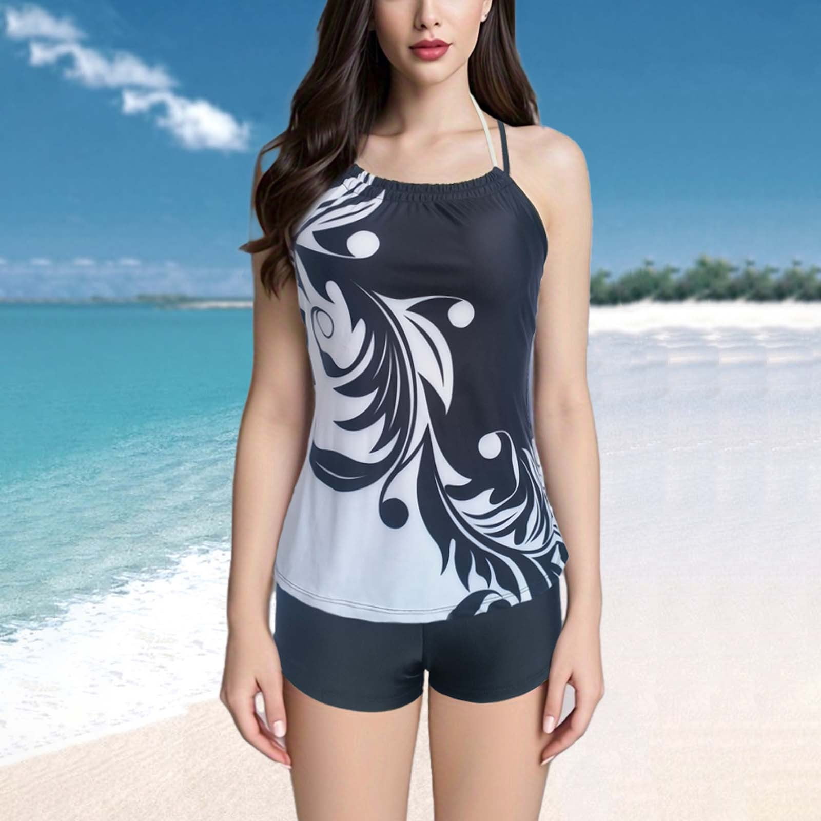 Black Swim Suits for Women 2025 Women Plus Size Tankini Swimsuits Two ...