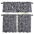 Black Swirling Lines Kitchen Curtains Valances 3 Piece Set, Curves ...