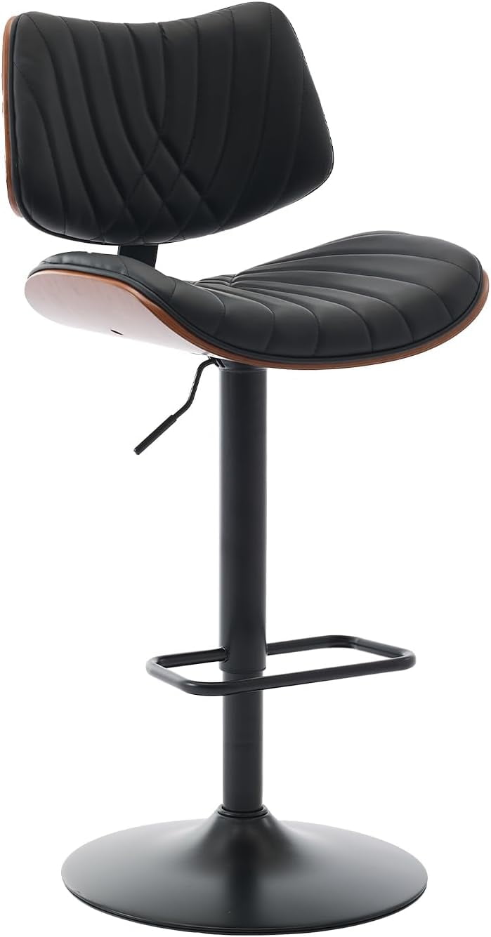 Black Swivel Bar Stools, Adjustable Height Bentwood Barstools, Mid ...