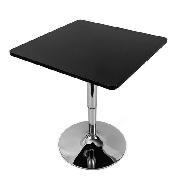 Black Swivel Square Bar Table,Adjustable Height Pub Table with Silver ...