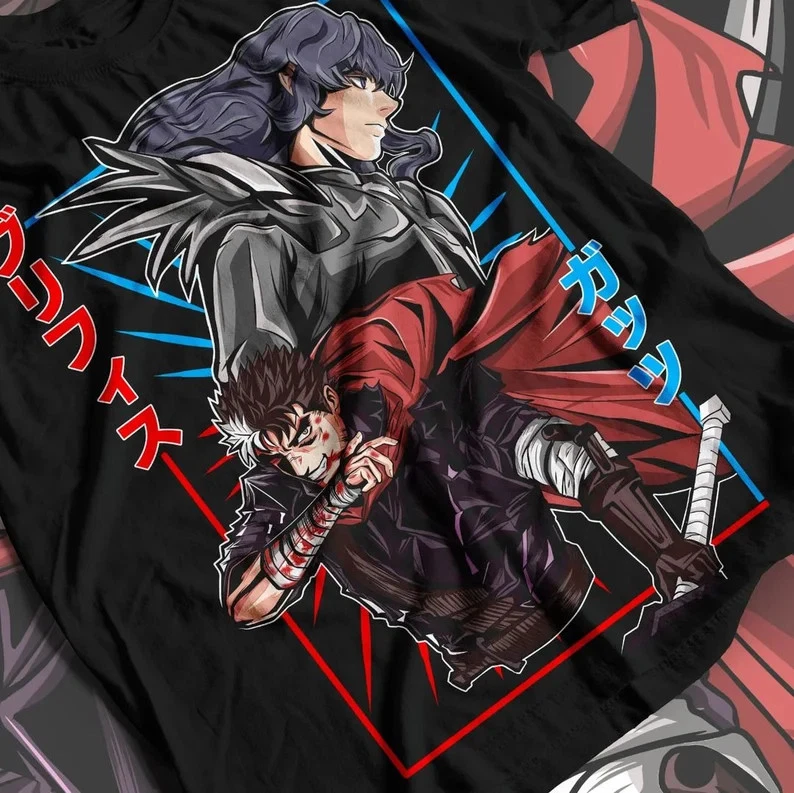 Black Swordsman & Skull Knight T-Shirt – Anime Unisex Manga - Walmart.com