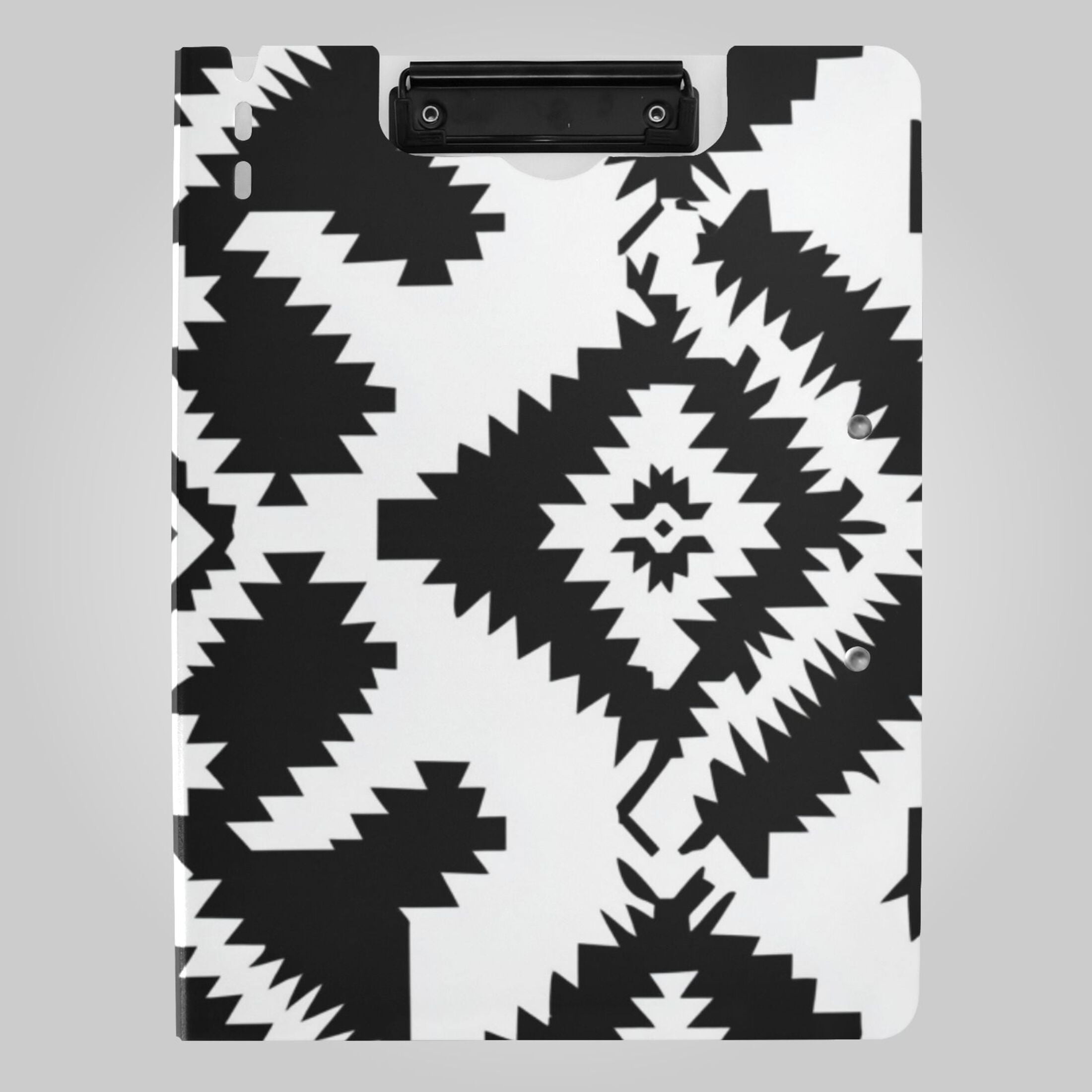 Black Symmetrical Abstract Patterns Foldable Binder Folder Clipboard ...