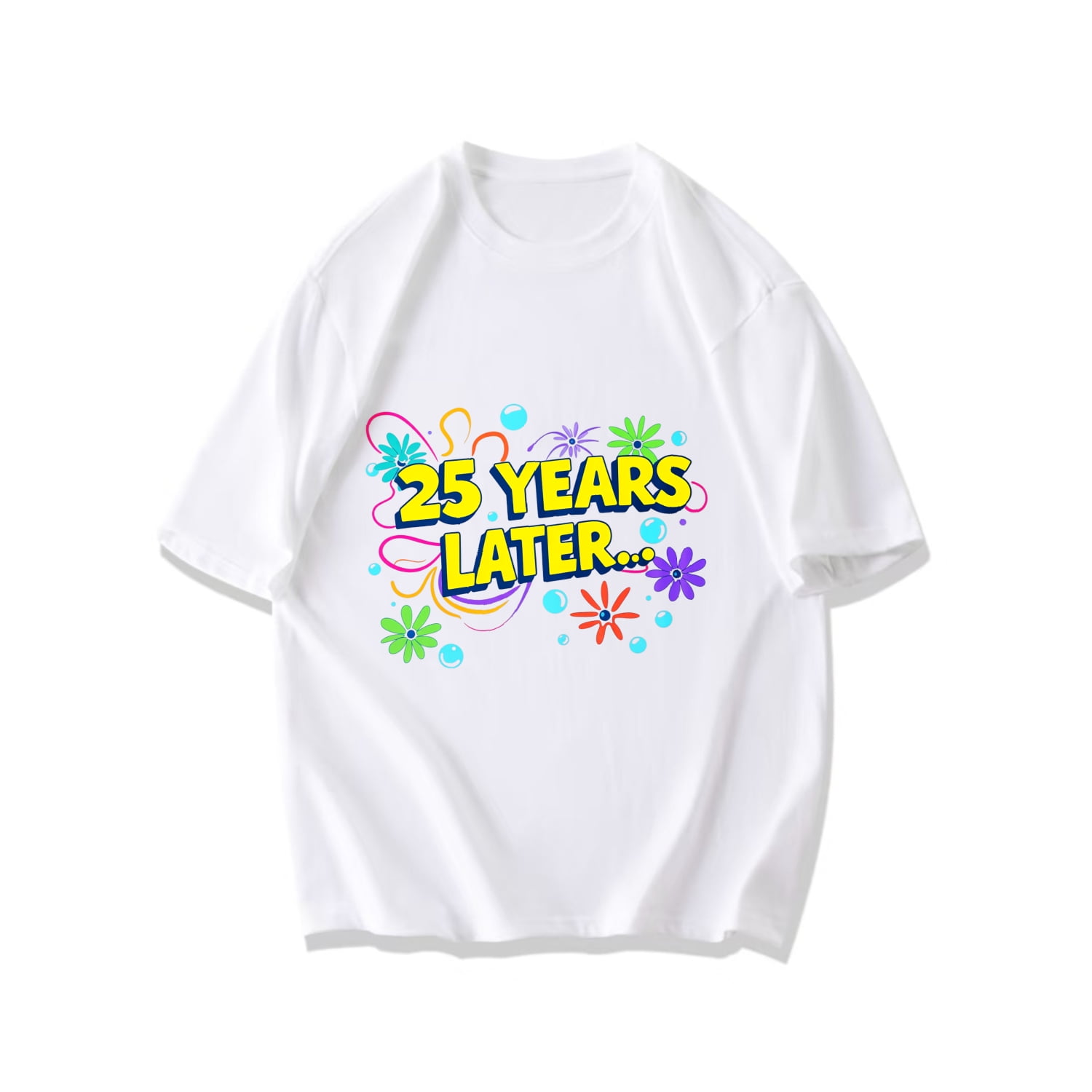 Black T-Shirt 25 Years Later Floral And Abstract Design For Anniversary ...