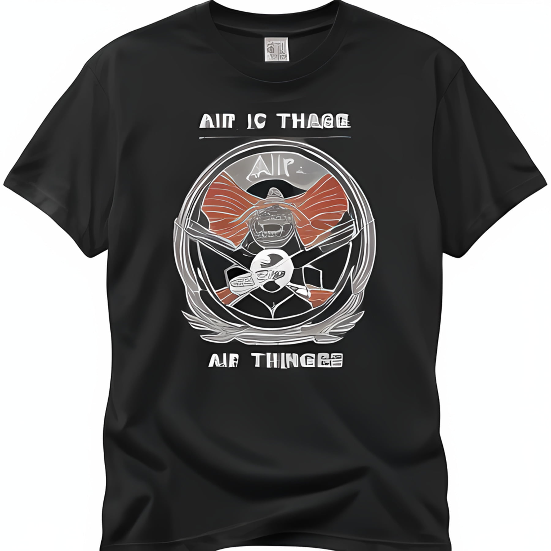 Black T-Shirt 'Air Things' Design with Wings and Airplane Engine Jim ...