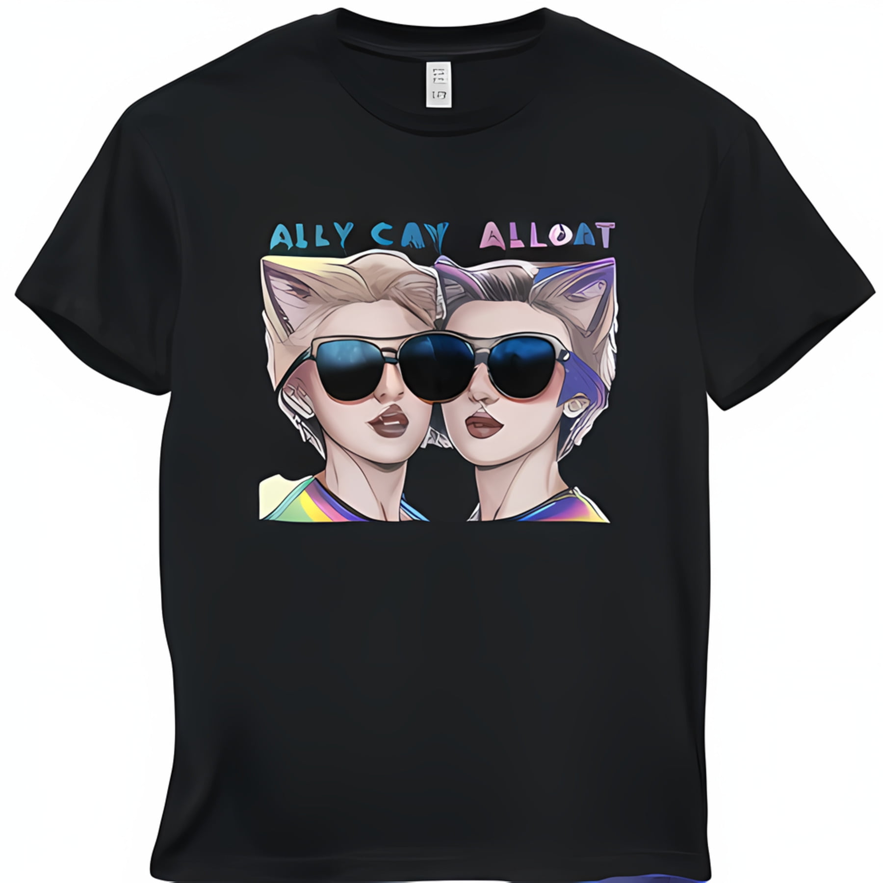 Black T-Shirt: Cat People Design in VicenTee Style & Smiling Unique ...