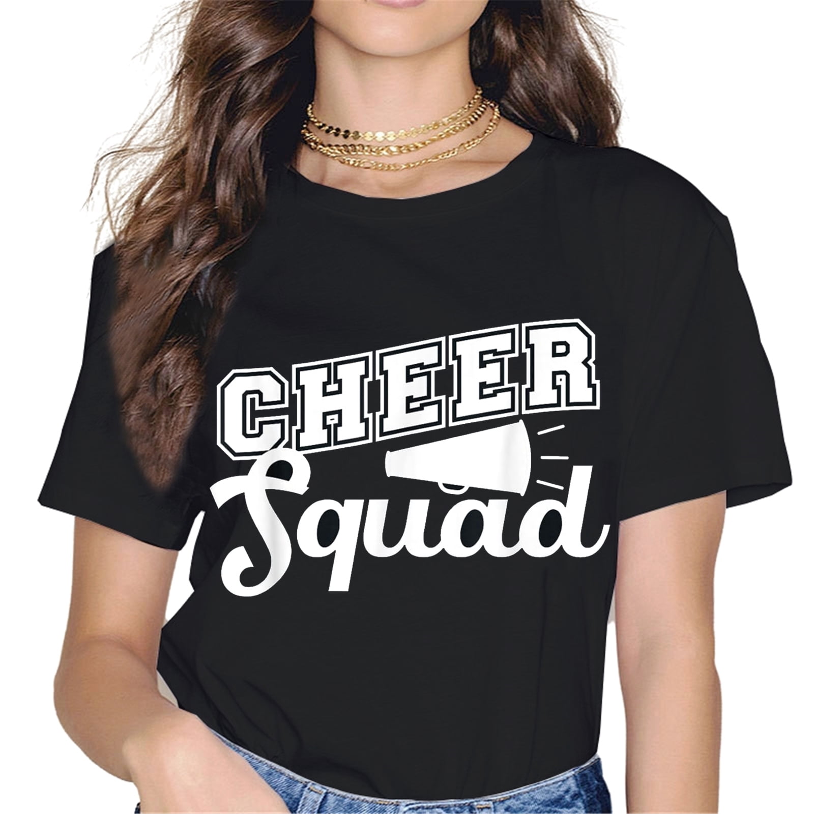 Black T Shirt Cheer Squad T Shirt - Walmart.com