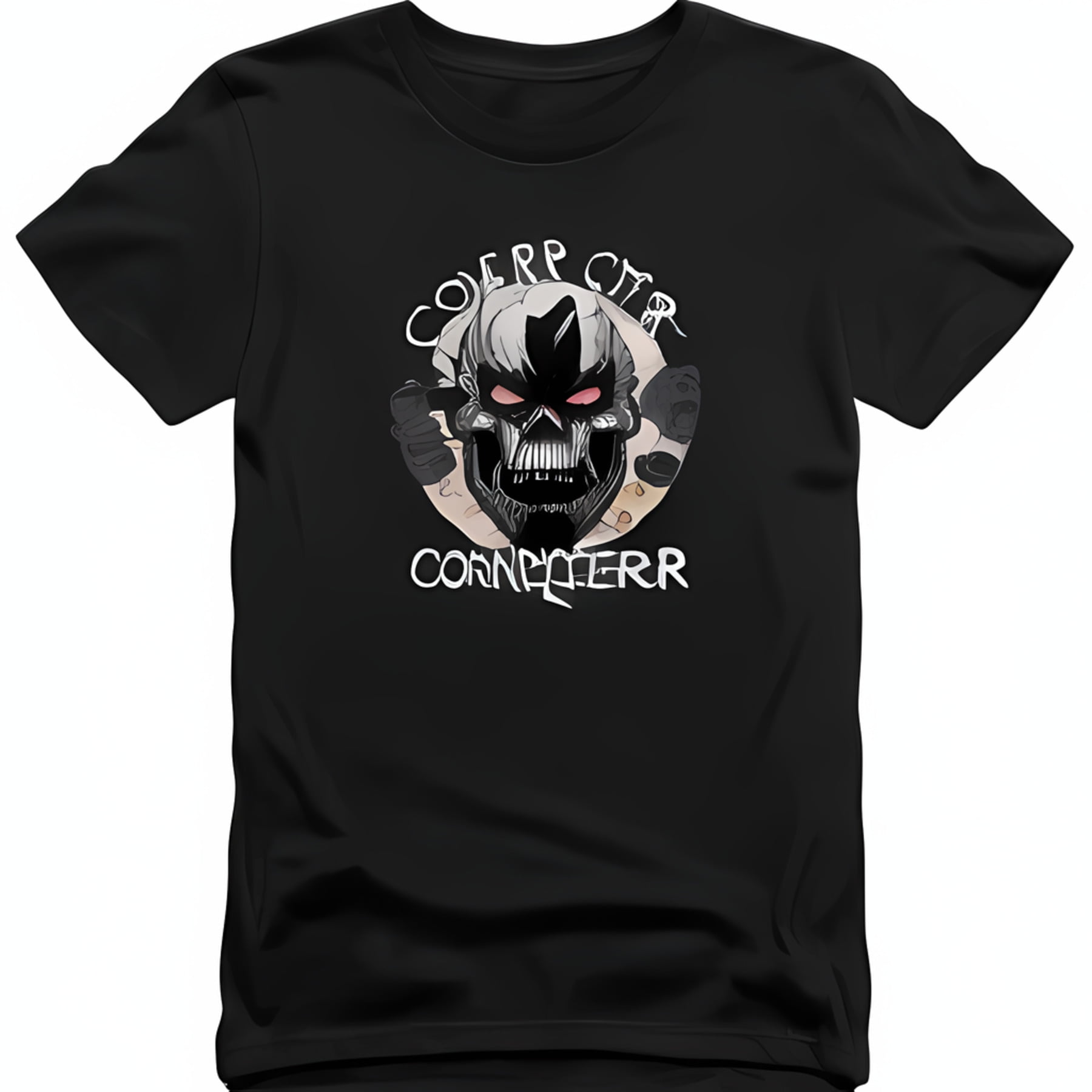 Black T Shirt Comic Logo Vector Illustration Dark Fantasy Art Style The Unique Design