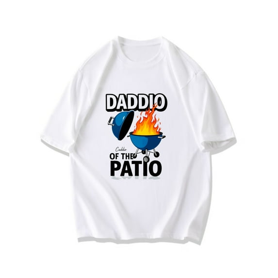 Black T Shirt Daddio Of The Patio Grill Flame And Text Print For ...