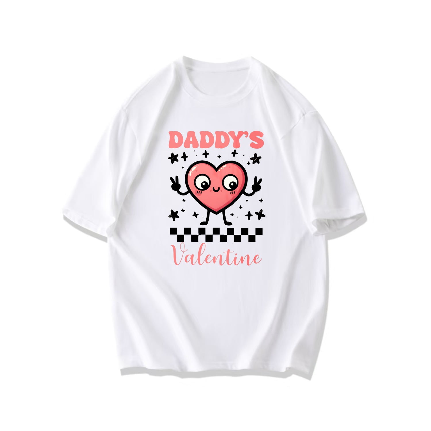 Black T Shirt Daddy S Valentine Heart Cartoon Print For Valentine S Day ...