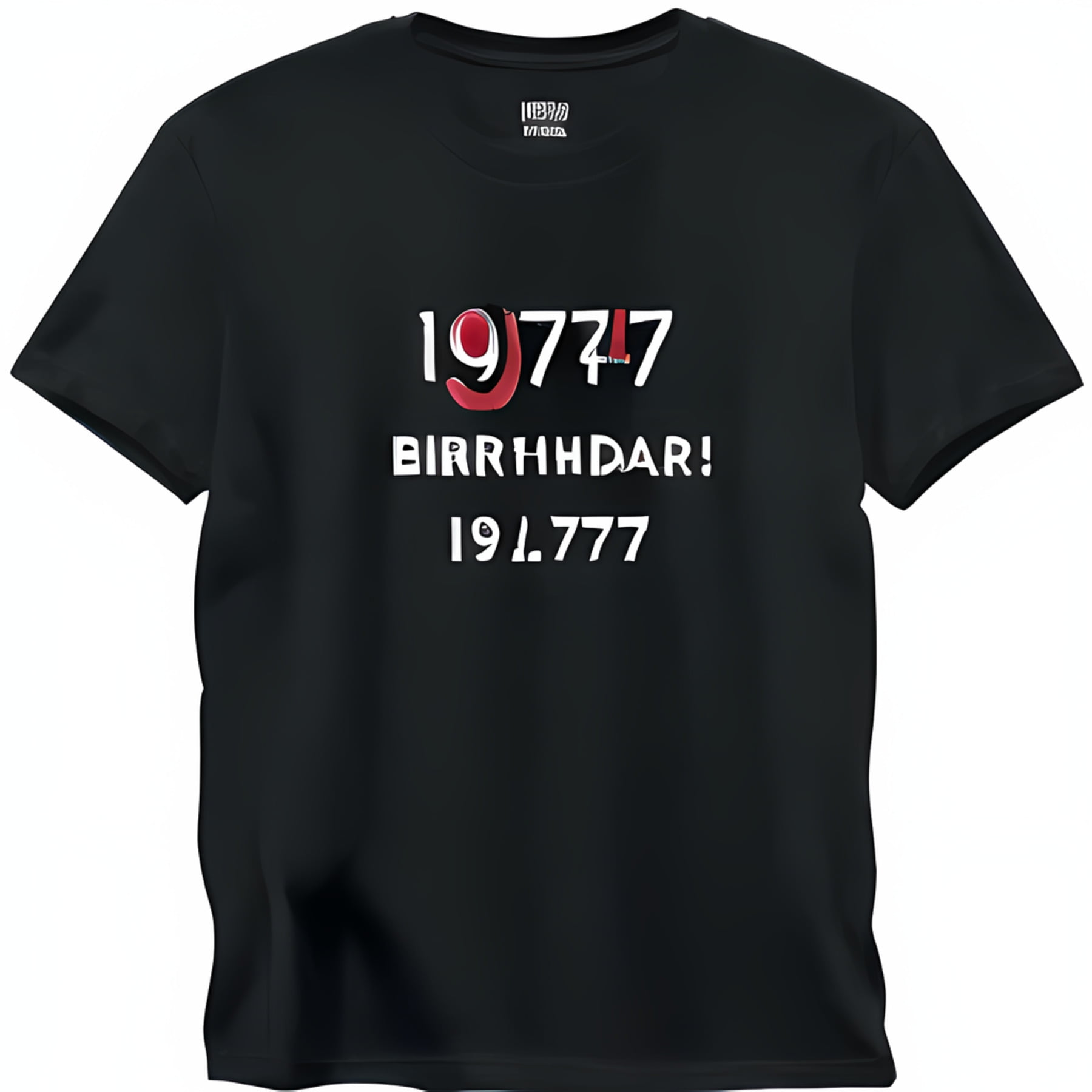 Black T-Shirt Design with 'BIRTHDAY ' in WhiteText Year '2074' and ...
