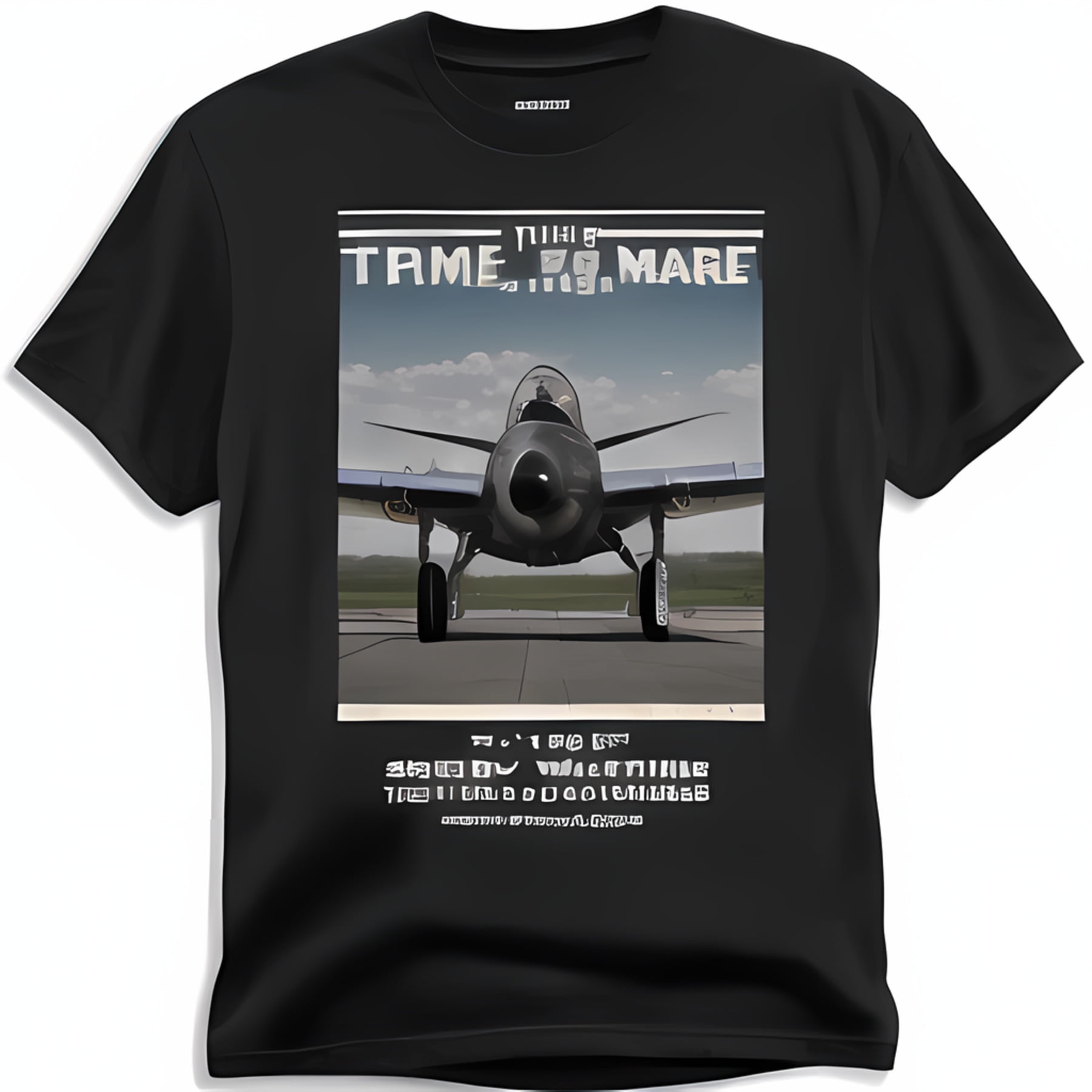 Black T Shirt Design With Tame Mimprov Text And F4b Jet Graphic Vector