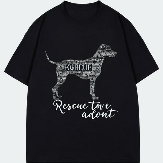 Black T Shirt Dog Silhouette With Rescue Love Adopt Text For Pet Lovers ...