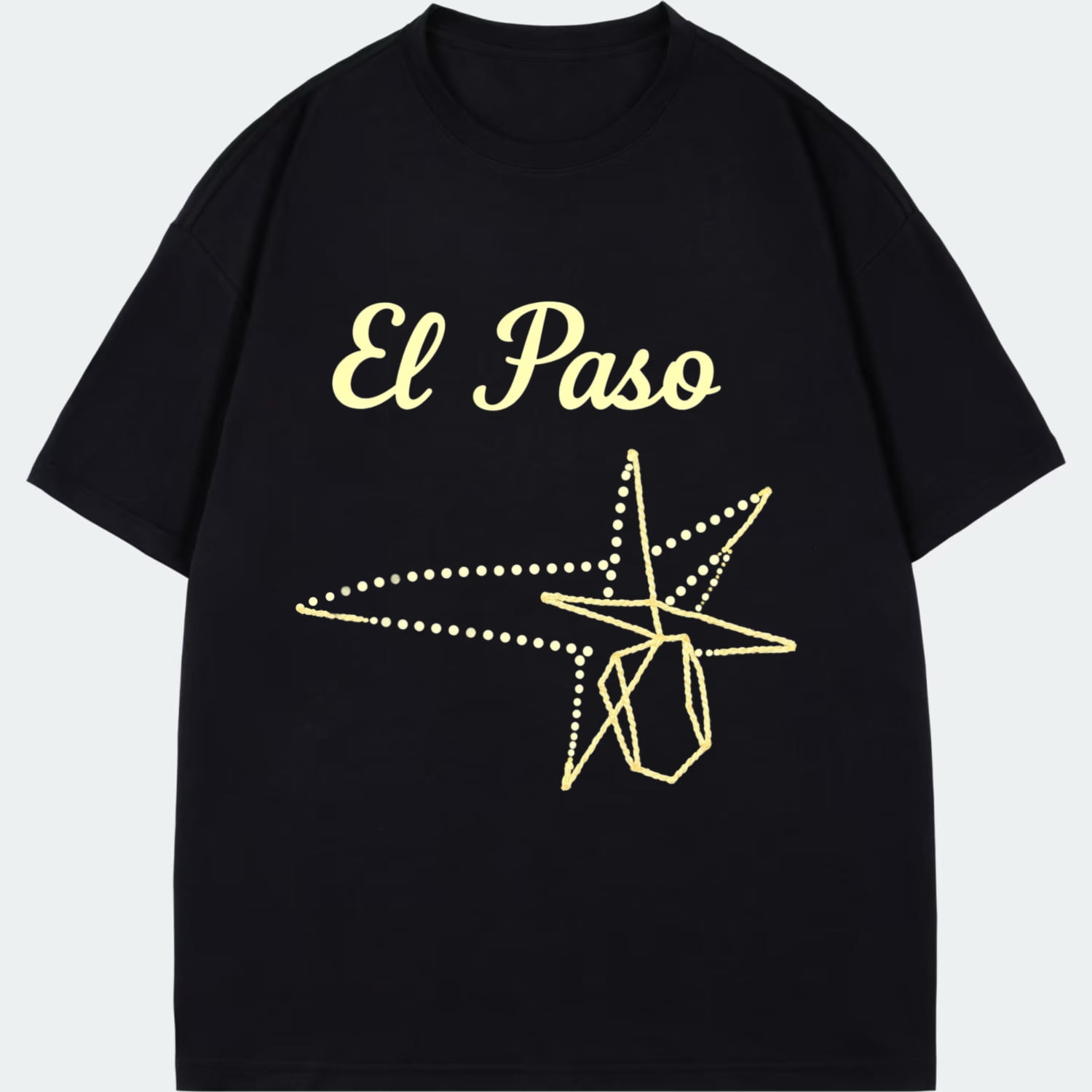 Black T Shirt El Paso Star Design Graphic Print Casual Wear For Men And ...