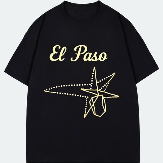 Black T Shirt El Paso Star Design Graphic Print Casual Wear For Men And ...