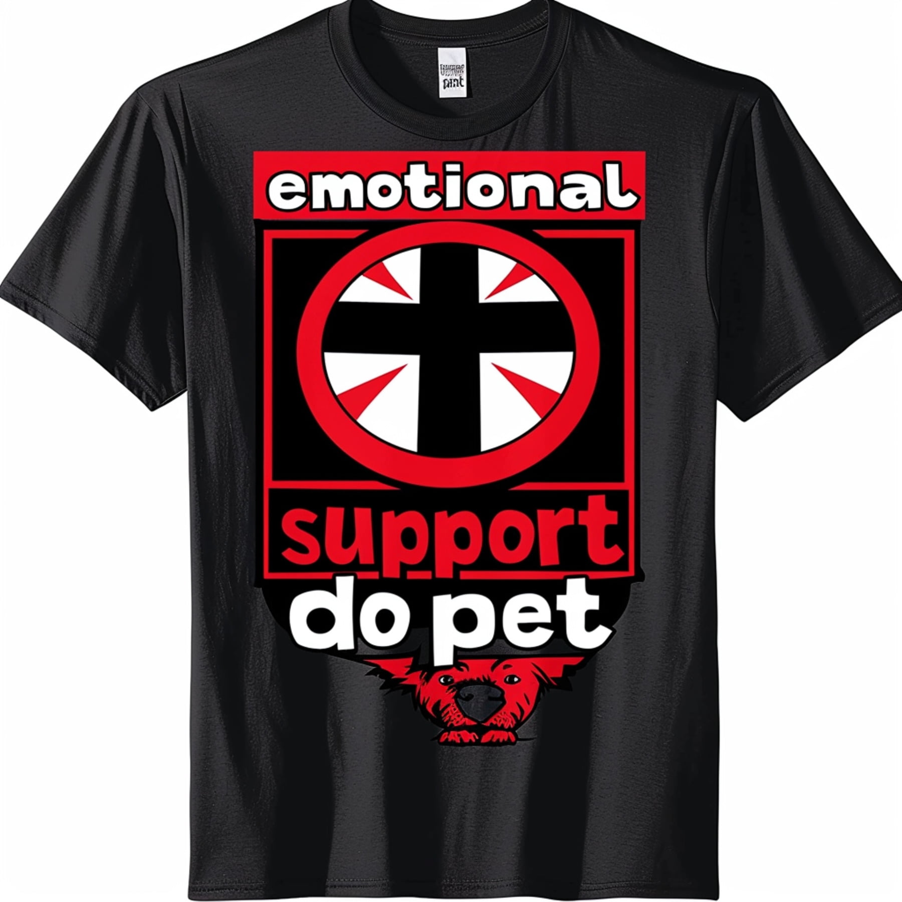 Black T Shirt Emotional Support Human EMT Logo Cross Dog Paw Print ...