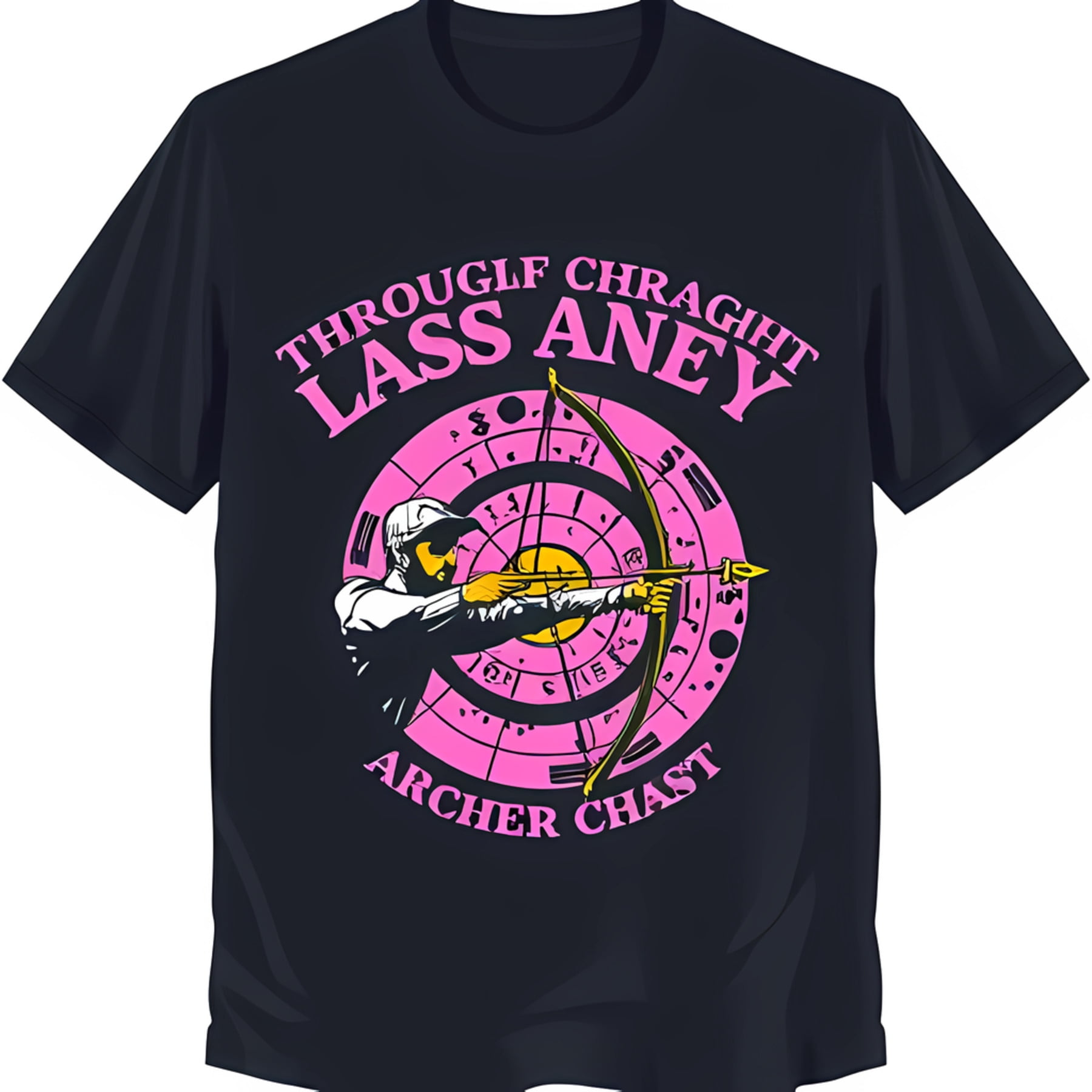 Black T-Shirt Featuring Archer Bow at Colorful Target Unique Graphic ...