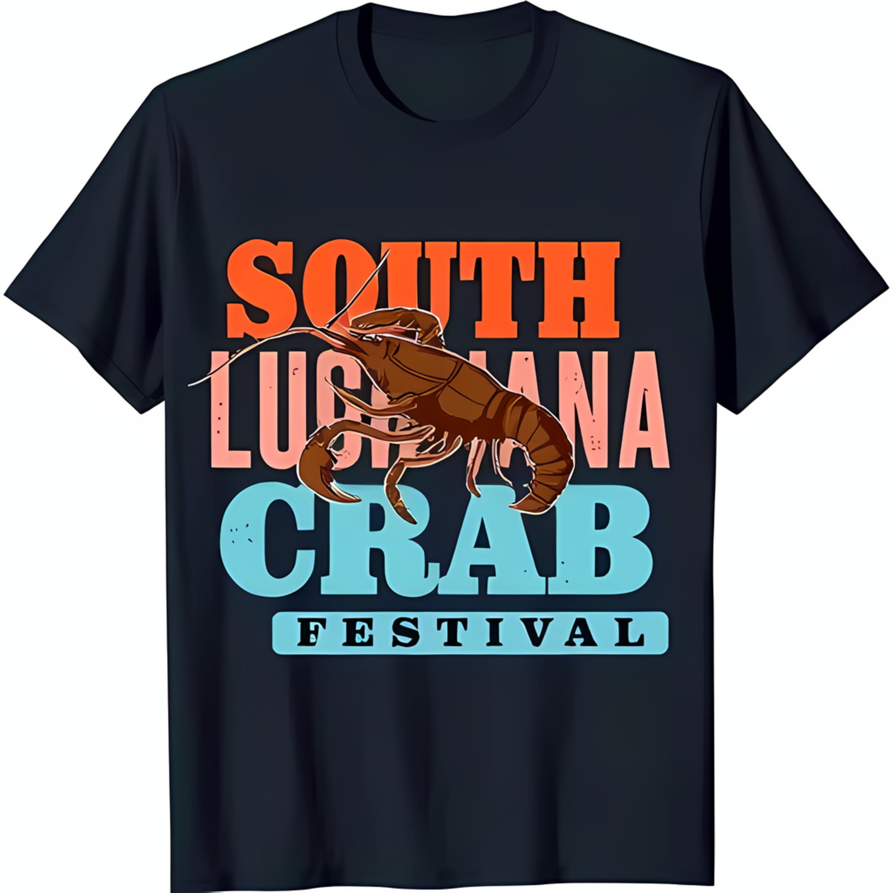 Black T-Shirt Featuring Colorful South Crab Festival Design with ...