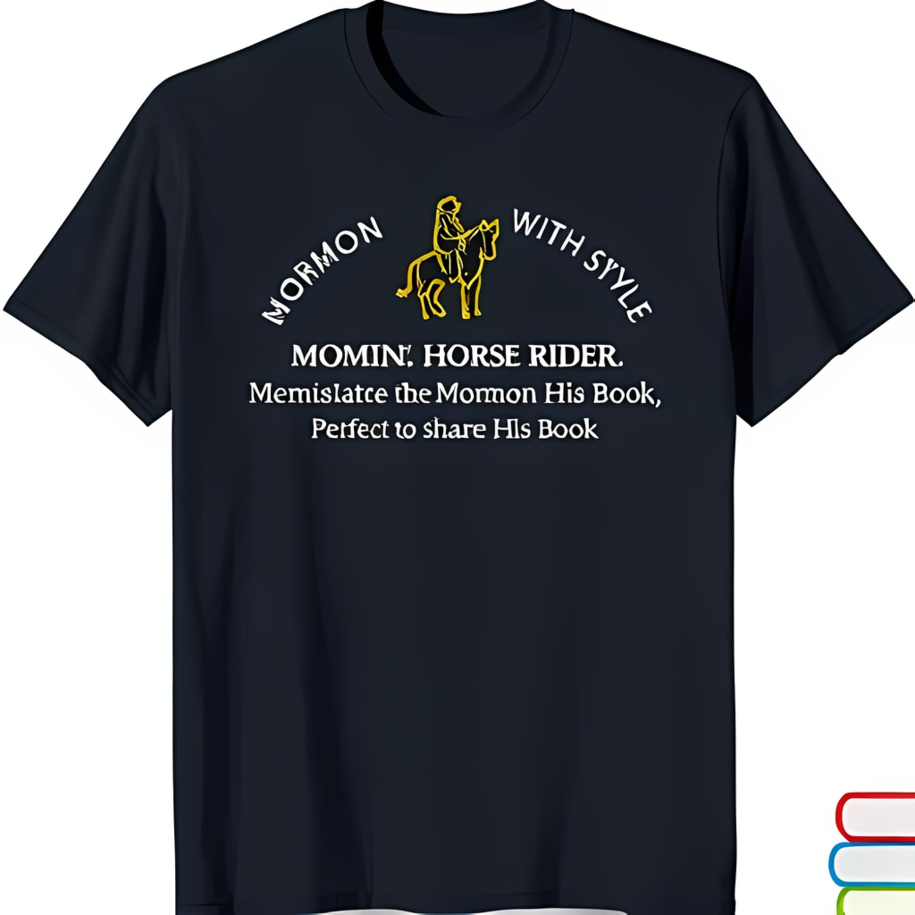 Black T-Shirt Featuring Horse Rider Design with 'Momin' Horse Rider ...