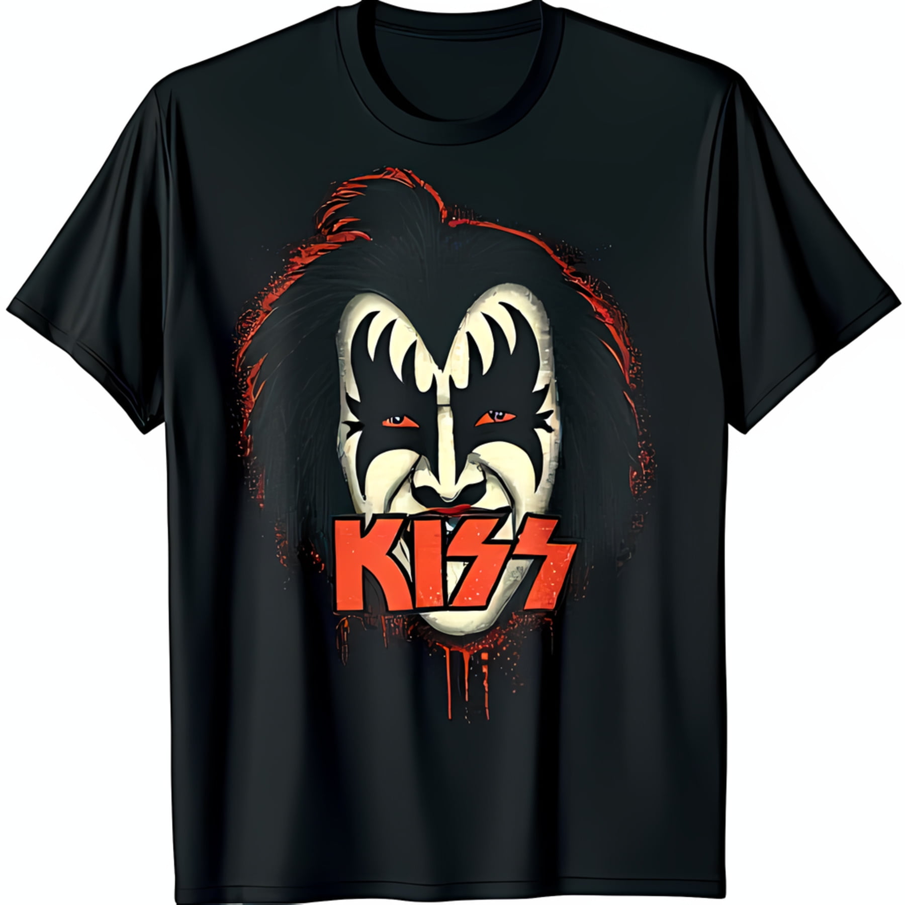 Black T-Shirt Featuring KISS The Graphic with Blood Splatter Design ...