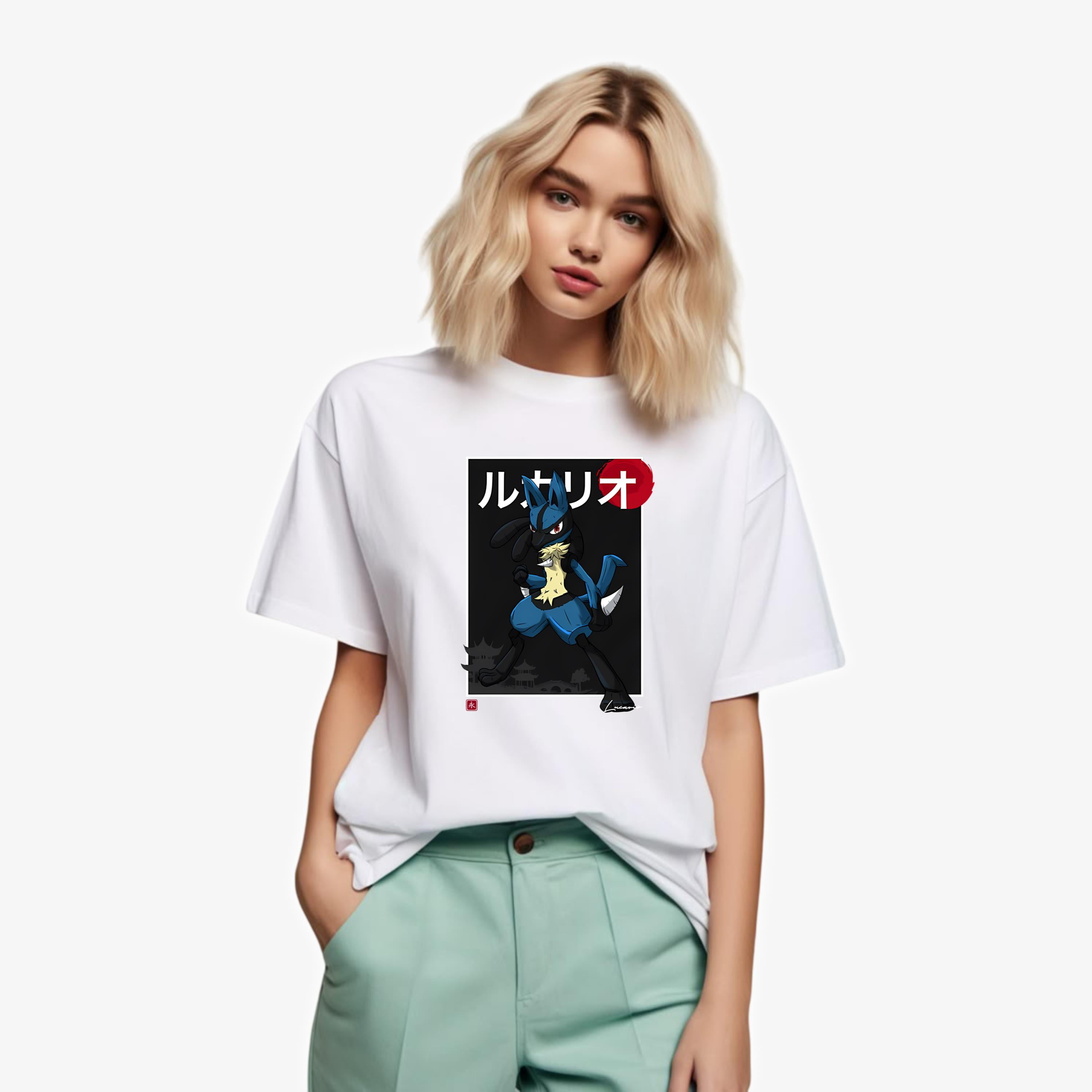 Black T-Shirt Featuring Lucario Design Pokemon Aura Shirt, for men & women, up to size 5XL ...