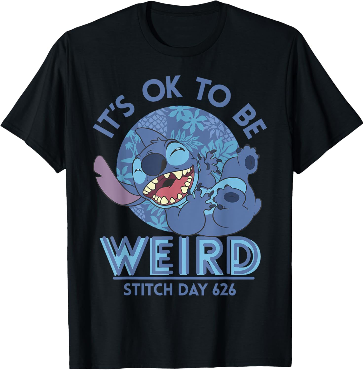 Black T-Shirt Featuring Stitch Graphic – Lilo Inspired Cartoon Tee for ...