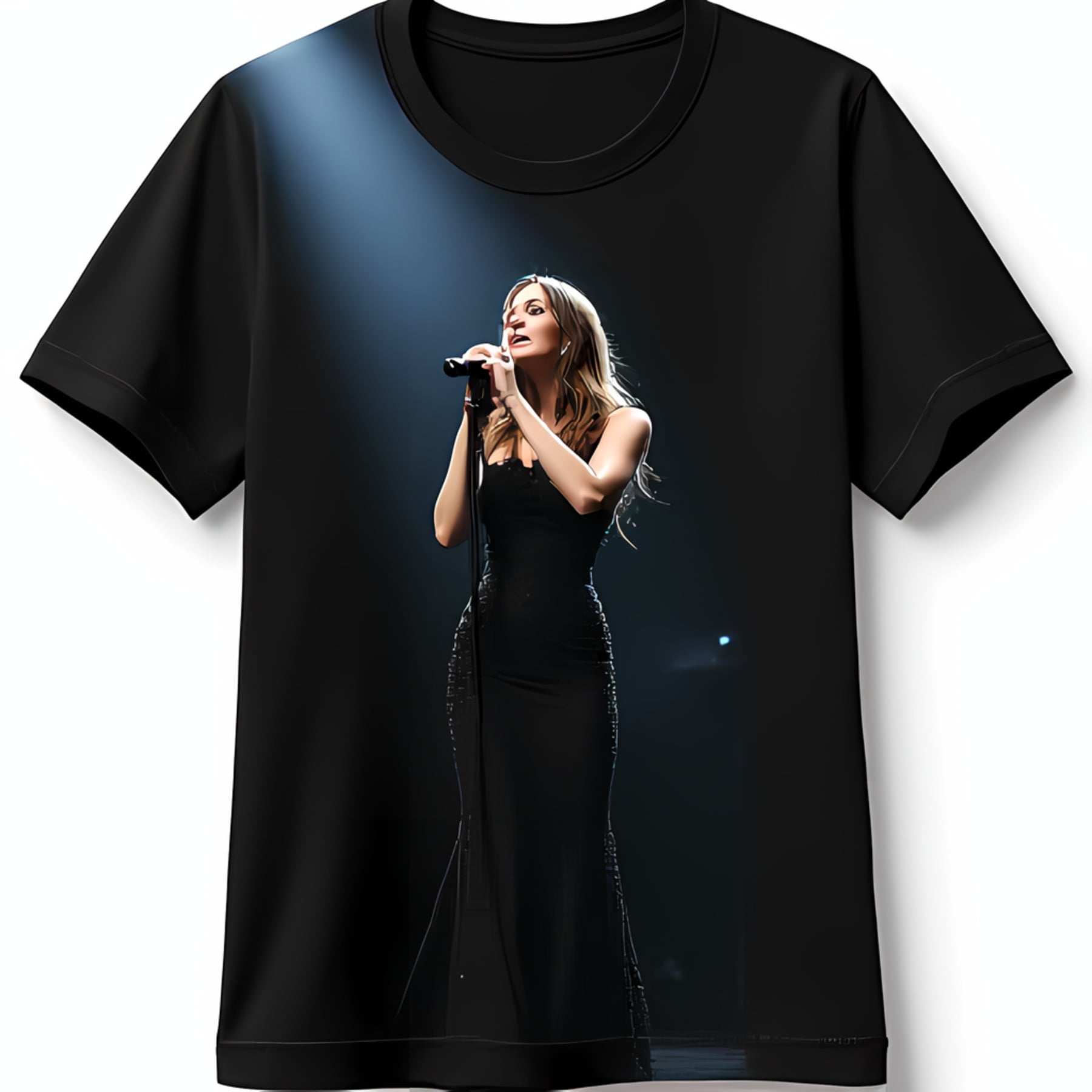 Black T-Shirt Featuring Stunning Singer in Long Gown with Concert Vibe ...