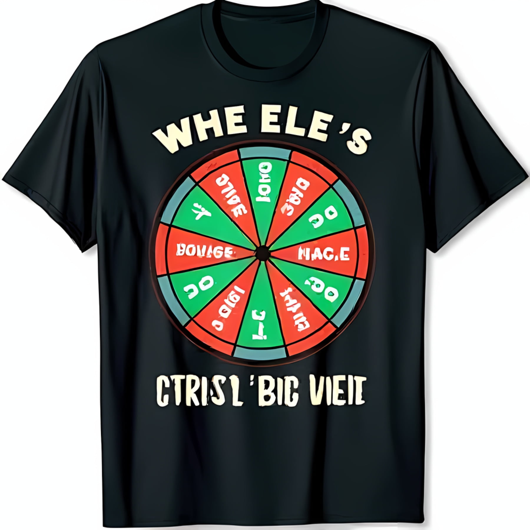Black T-Shirt Featuring 'Who's the Ele's' Game Graphic Wheel of Fortune Design - Walmart.com