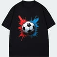 Black T Shirt Football Ball With Red And Blue Splash Design For Sports ...