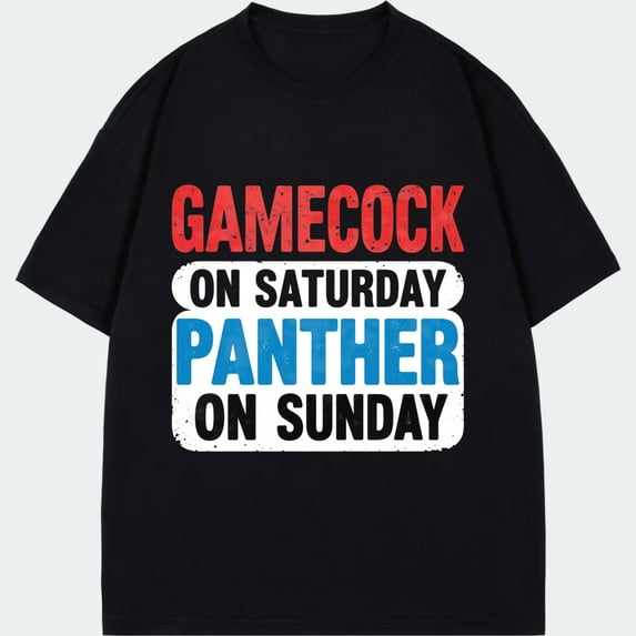 Black T Shirt Gamecock On Saturday Panther On Sunday Graphic Print For ...
