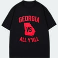 Black T Shirt Georgia Vs All Yall State Outline Graphic Print Casual ...