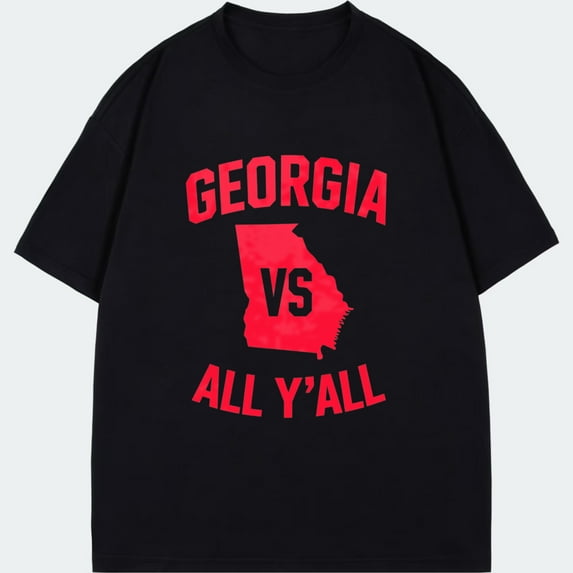 Black T Shirt Georgia Vs All Yall State Outline Graphic Print Casual ...