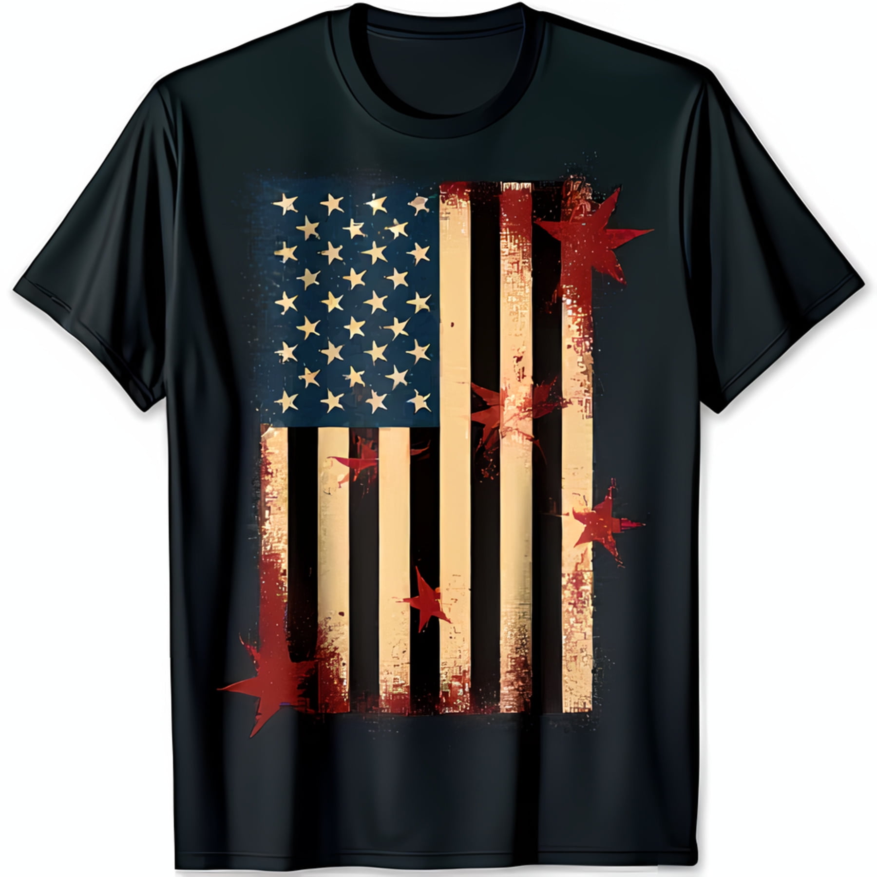 Black T-Shirt Grunge Style with Red Splatter Casual Tee - Walmart.com