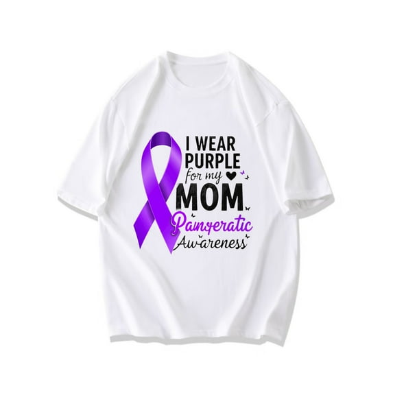 Black T Shirt I Wear Purple For My Mom Pancreatic Awareness Ribbon ...